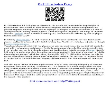 Essay On Utilitarianism | PDF