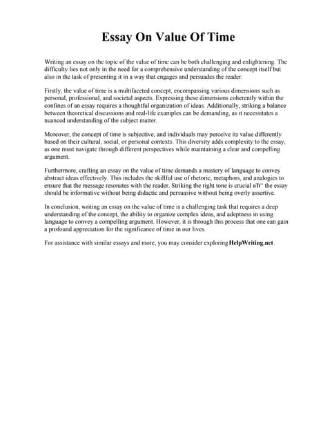 Time Is Precious Essay. Universidad Cristiana Logos | PDF