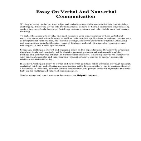 Essay On Verbal And Nonverbal Communication.pdf