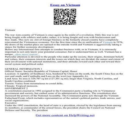 Essay On Vietnam War | PDF