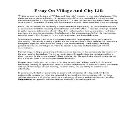 Essay On Village And City Life | PDF
