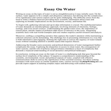 Essay On Water | PDF