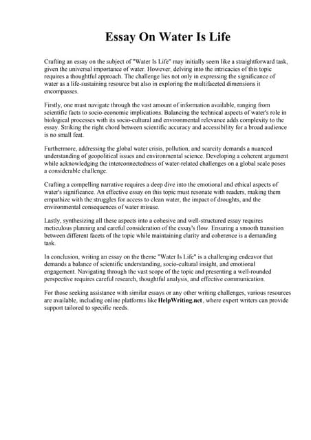 World Water Day Essay. The University of Virginia's College at Wise | PDF