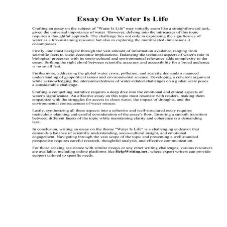 Essay On Water Is Life | PDF
