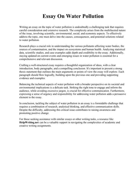 Essay On Water Pollution In India. Bay Atlantic University | PDF