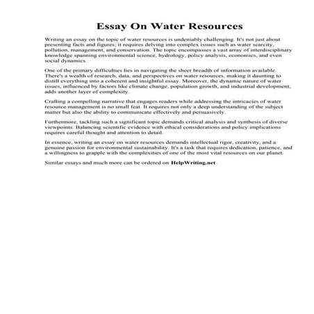 Essay On Water Resources | PDF