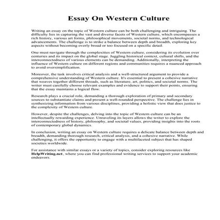 Essay On Western Culture. Washington & Jefferson College | PDF
