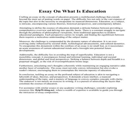 Essay On What Is Education | PDF | Christianity | Religion & Spirituality