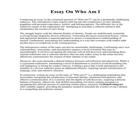 Essay On Who Am I | PDF