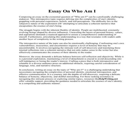 Essay On Who Am I | PDF