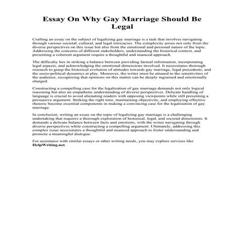 Essay On Why Gay Marriage Should Be Legal | PDF