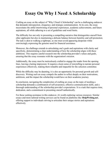 Writing Scholarship Essay. Boricua College | PDF