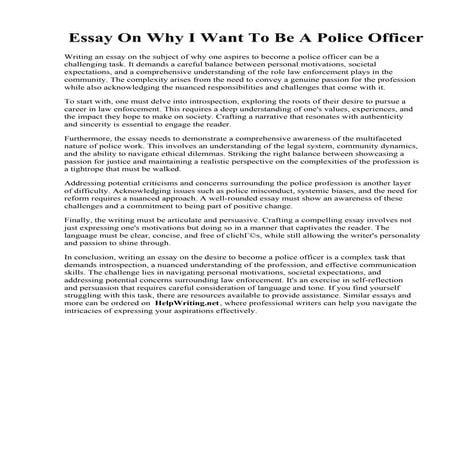 Essay On Why I Want To Be A Police Officer | PDF