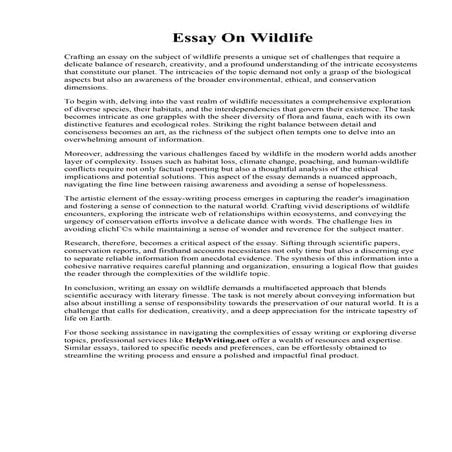 Essay On Wildlife | PDF