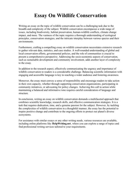 Wild Life Essay. University of Central Florida | PDF