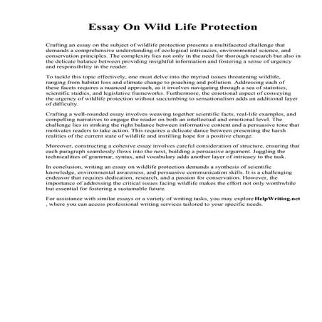 Essay On Wild Life Protection | PDF