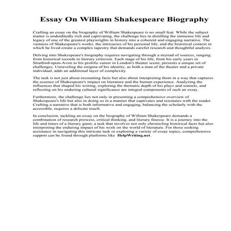 Essay On William Shakespeare Biography.pdf