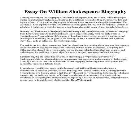 Essay On William Shakespeare Biography | PDF