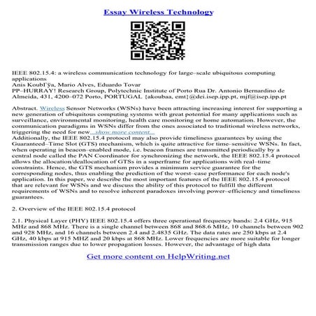 Essay On Wireless Technology | PDF
