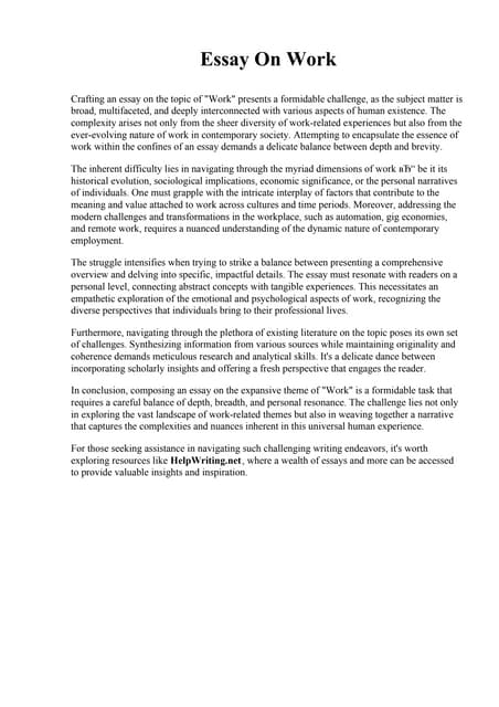 Work Life Balance Essay. University of Wyoming | PDF