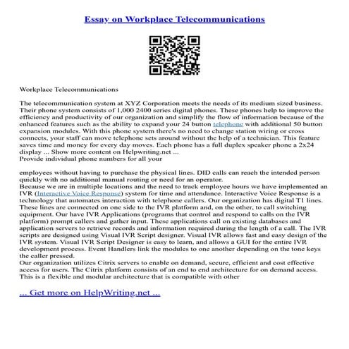 Essay On Workplace Telecommunications | PDF