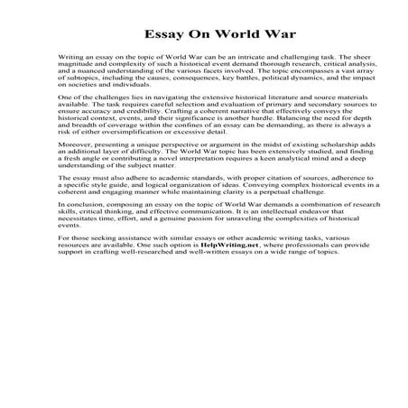 Essay On World War. Arizona Western College | PDF