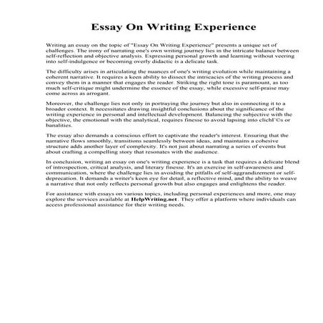 Essay On Writing Experience. Carrington College | PDF