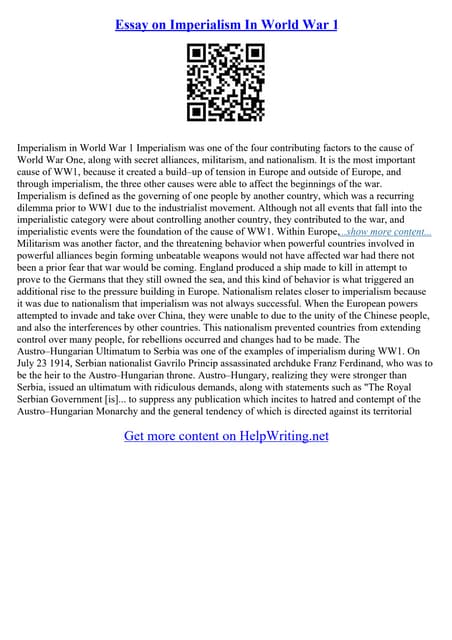 Causes Of Ww1 Essay | PDF