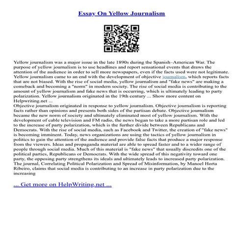 Essay On Yellow Journalism | PDF