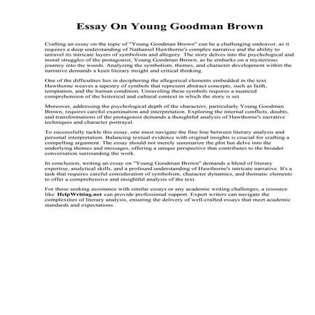 Essay On Young Goodman Brown. Liberty University | PDF