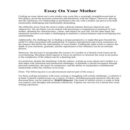 Essay On Your Mother | PDF