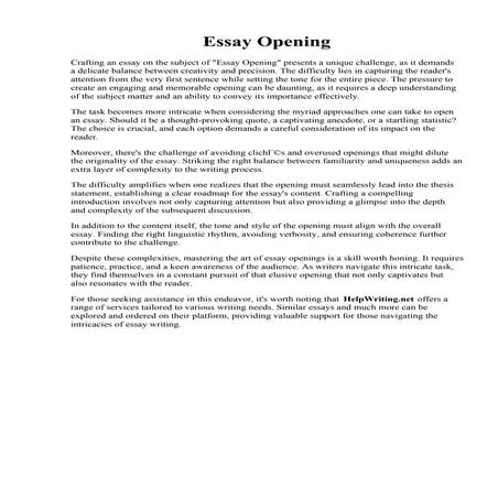Essay Opening | PDF | Sleep Disorders | Diseases and Conditions