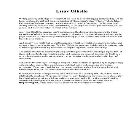 Essay Othello.pdf | Fiction | Books and Literature