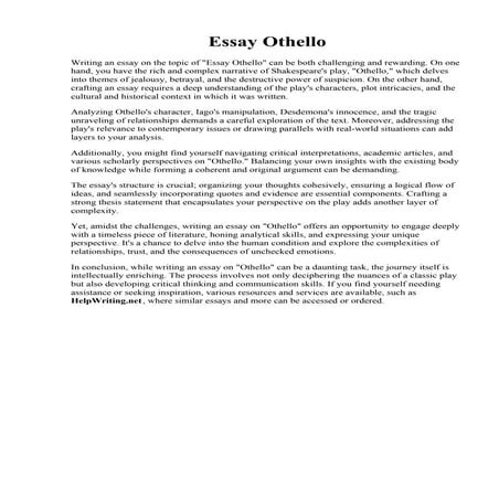 Essay Othello | PDF | Business | Business and Finance