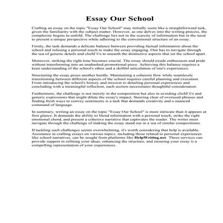 Essay Our School | PDF | Homework and Study | Education