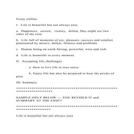 Essay outline I. Life is beautiful but not always easya..docx