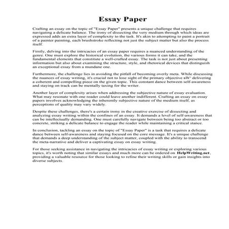 Essay Paper | PDF