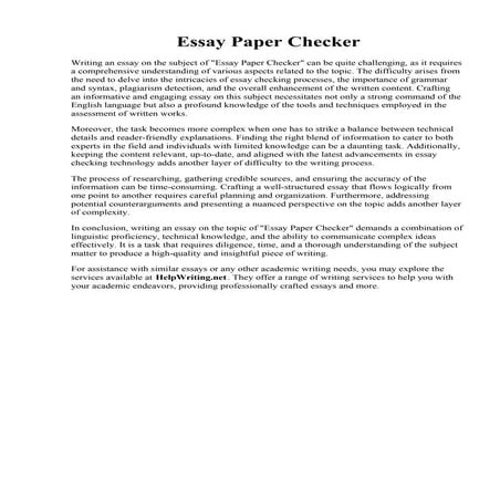 Essay Paper Checker | PDF | Homework and Study | Education
