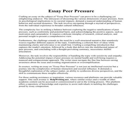 Essay Peer Pressure.pdf | Skin and Dermatology | Diseases and Conditions