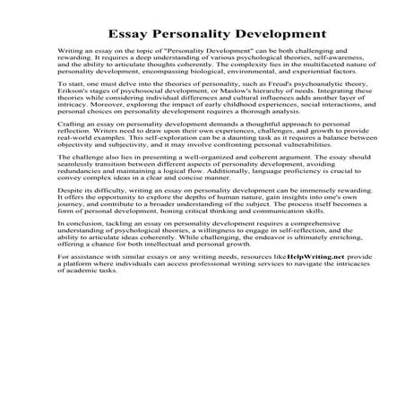 Essay Personality Development | PDF
