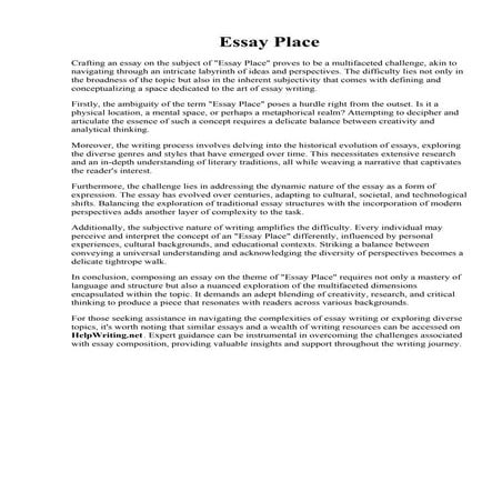 Essay Place. Narrative Essay: Ideal place to live essay | PDF