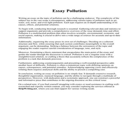 Essay Pollution. Honolulu Community College | PDF