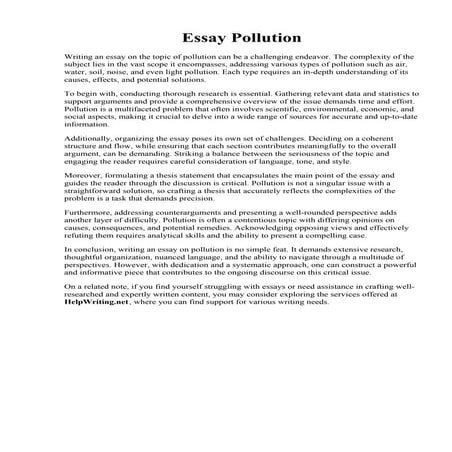 Essay Pollution | PDF