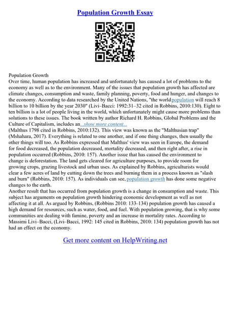 Essay Over Population | PDF
