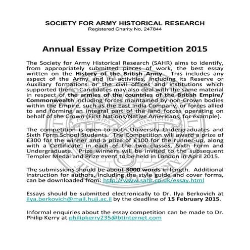 SAHR essay prize competition poster 2016 | PDF
