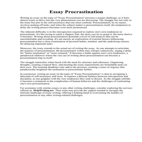 Essay Procrastination.pdfEssay Procrastination. Procrastination ...