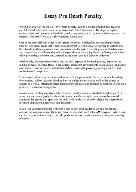 Death Penalty Argument Essay | PDF