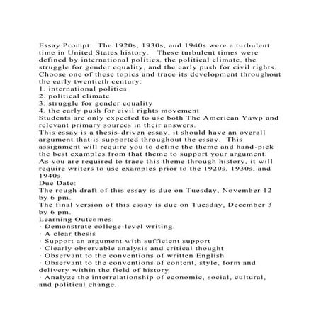 Essay Prompt The 1920s, 1930s, and 1940s were a turbulent time i.docx