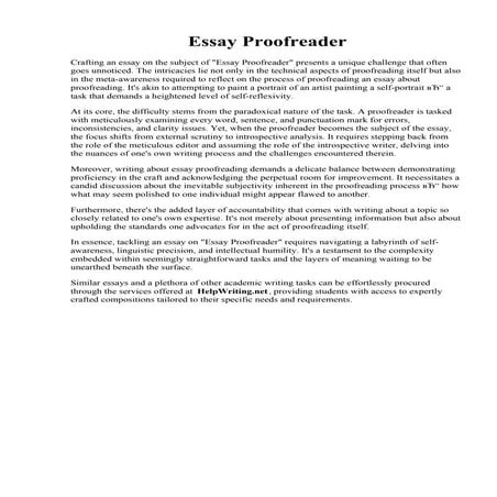 Essay Proofreader. A Memoir Proofreader is the Final Check on the ...