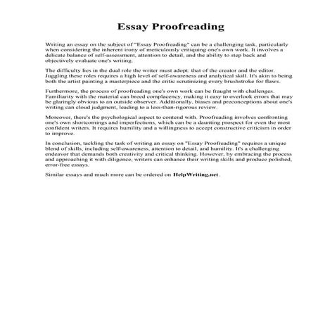 Essay Proofreading. Bethune-Cookman University | PDF